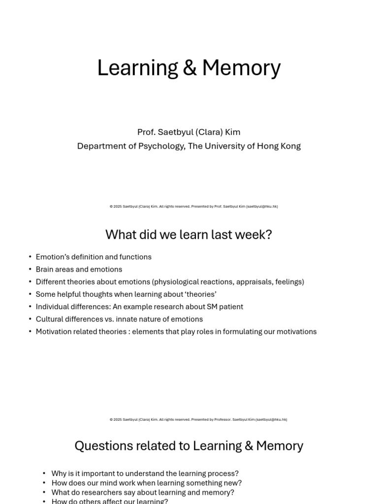 Understanding Learning and Memory Concepts | PDF | Learning | Perception