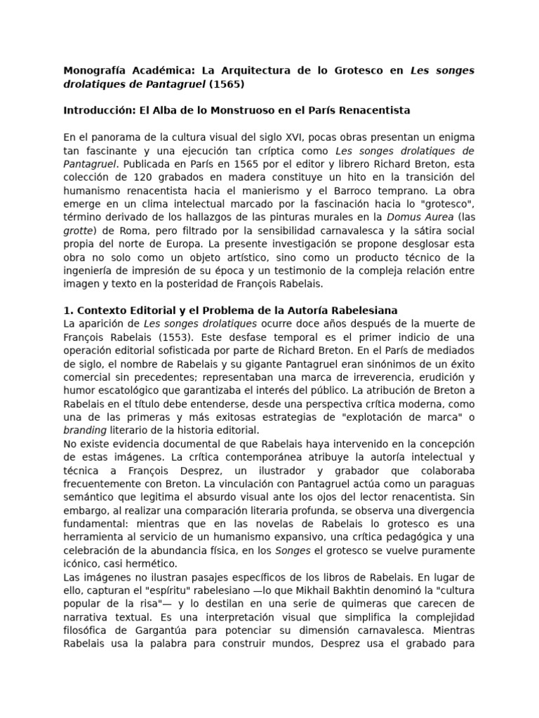 La Arquitectura de Lo Grotesco en Les Songes Drolatiques de Pantagruel ...