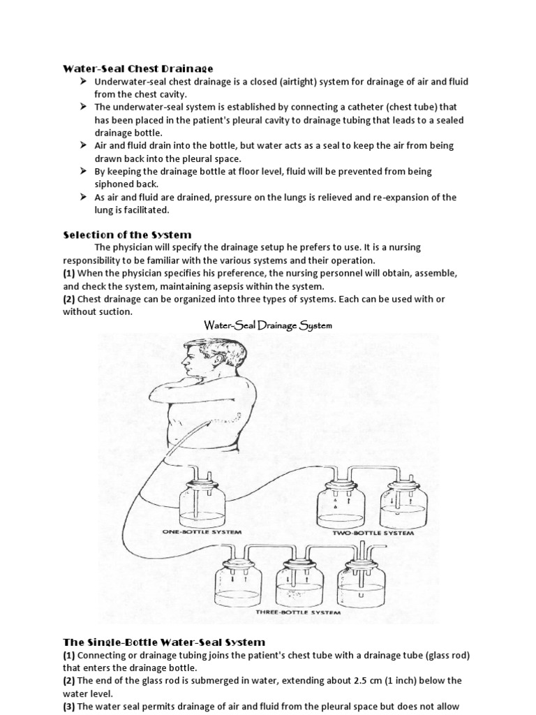 Water Seal Chest Drainage | PDF | Thorax | Pressure Measurement