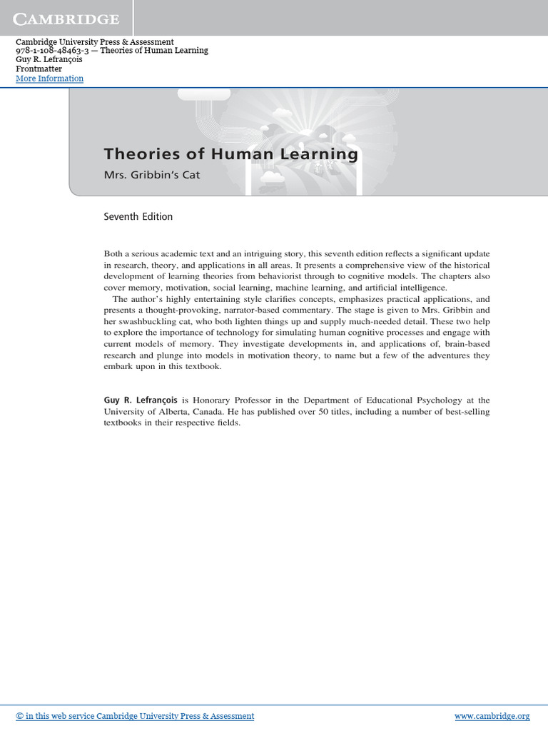 Theories of Human Learning Overview | PDF | Behaviorism | Psychology