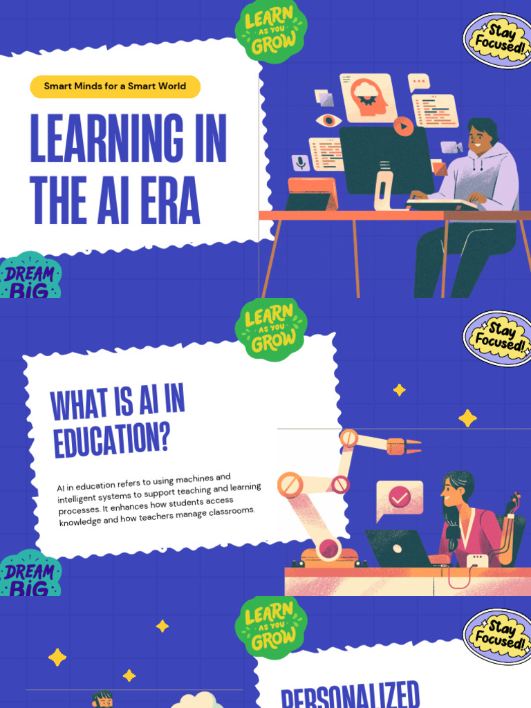 Blue and Yellow Illustrated Learning in the Ai Era Presentation | PDF