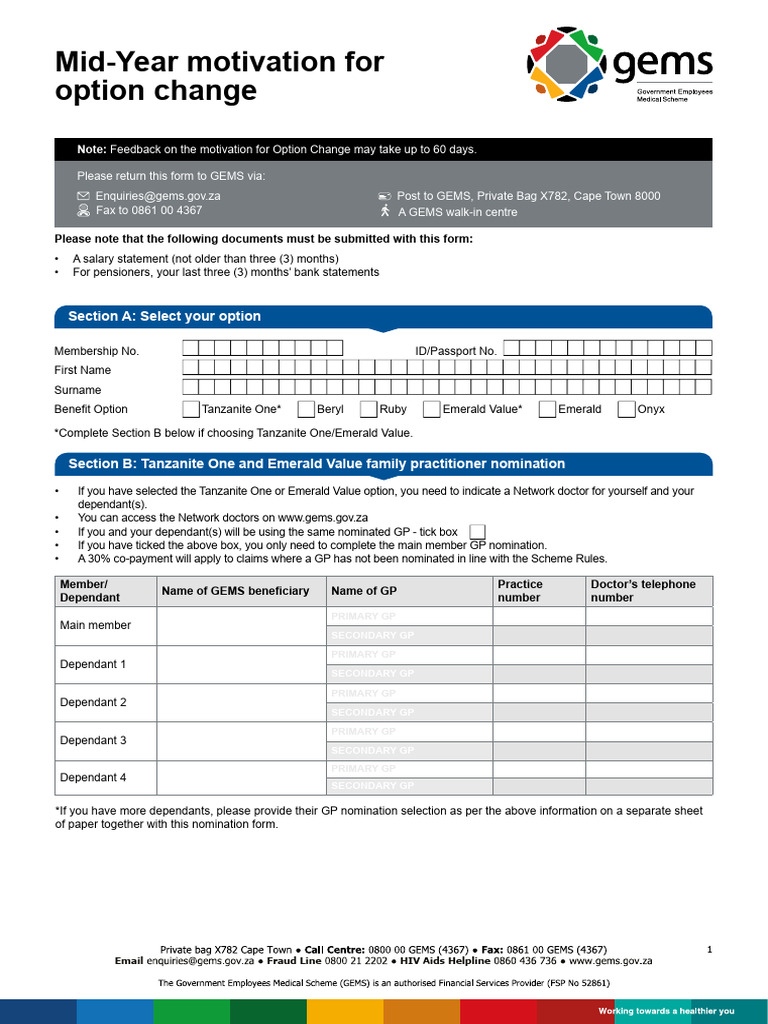 GEMS Membership Option Change Form | PDF