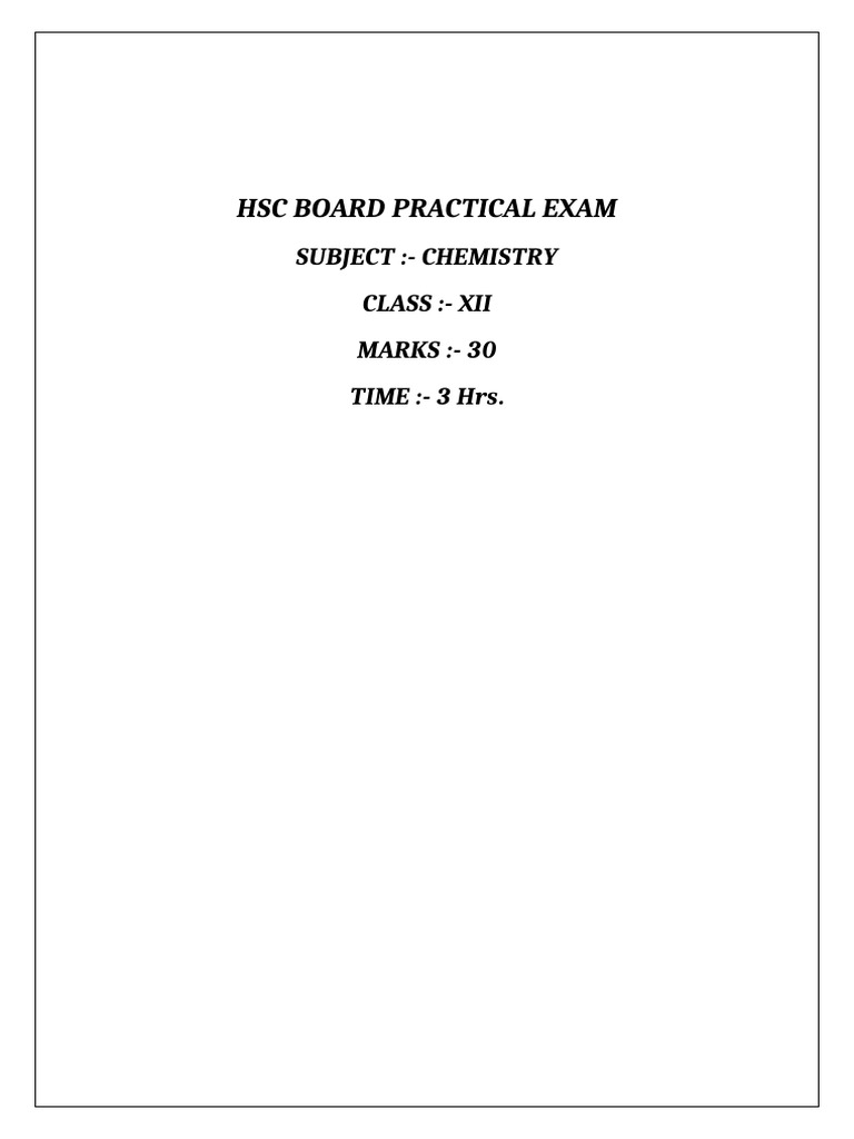 Chemistry Practical Exam Guide for HSC XII | PDF | Ammonium | Sodium ...