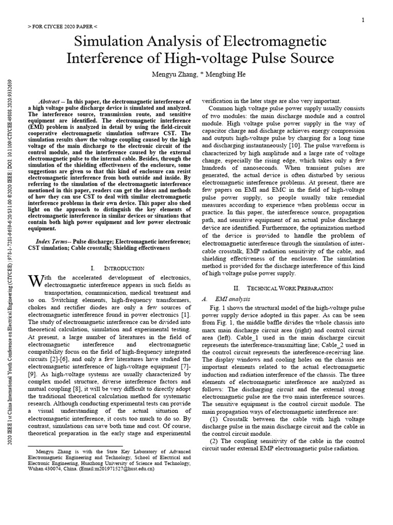 EMI Analysis of High Voltage Pulse Discharge | PDF