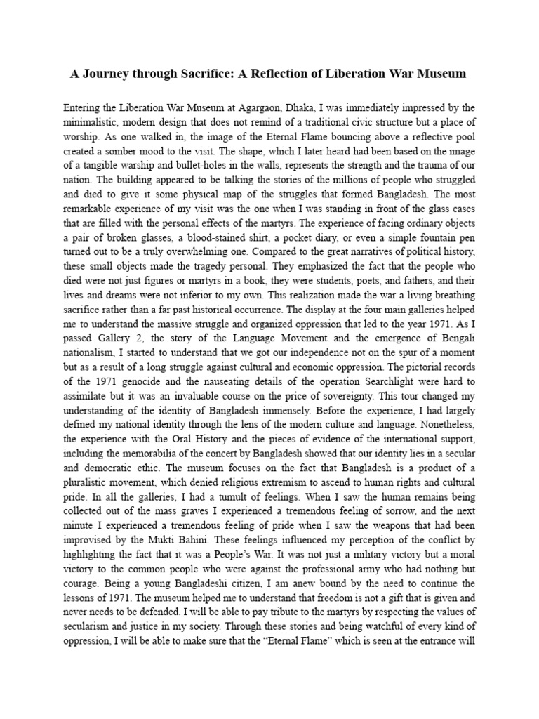 A Journey Through Sacrifice_ a Reflection of Liberation War Museum | PDF