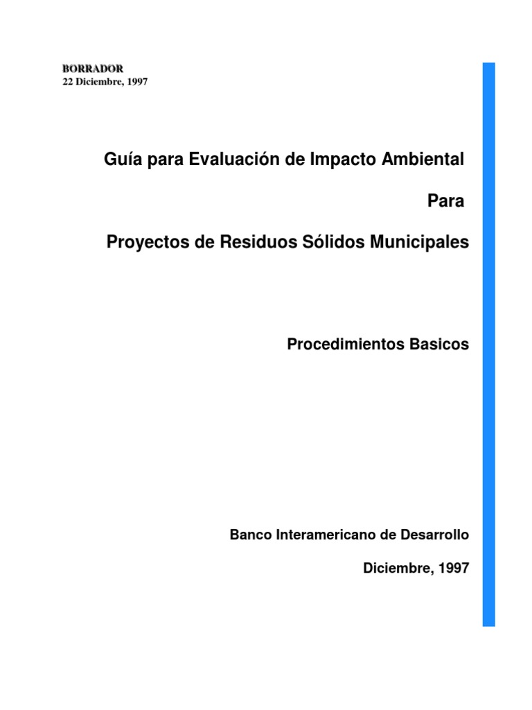 Guía para Evaluación de Impacto Ambiental para Proyectos de Residuos ...