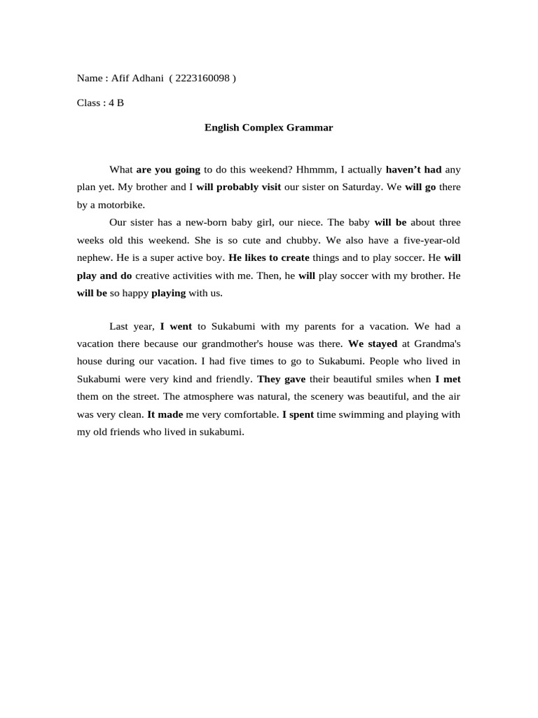 Weekend Plans and Memorable Vacations | PDF