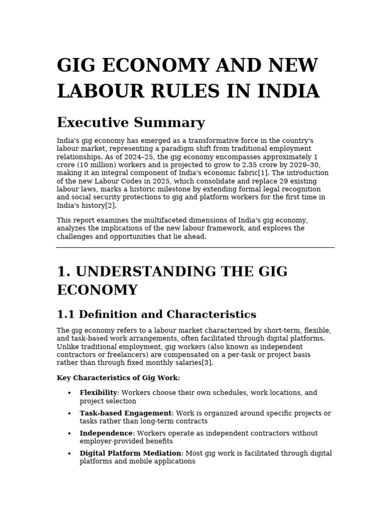India’s Gig Economy & New Labour Codes | PDF | Cost Of Living | Employment
