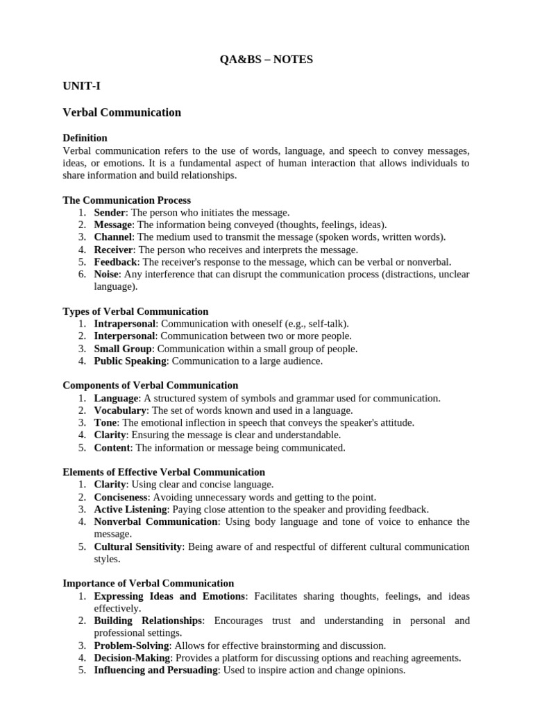 QABS Unit-1 Material | PDF | Body Language | Nonverbal Communication