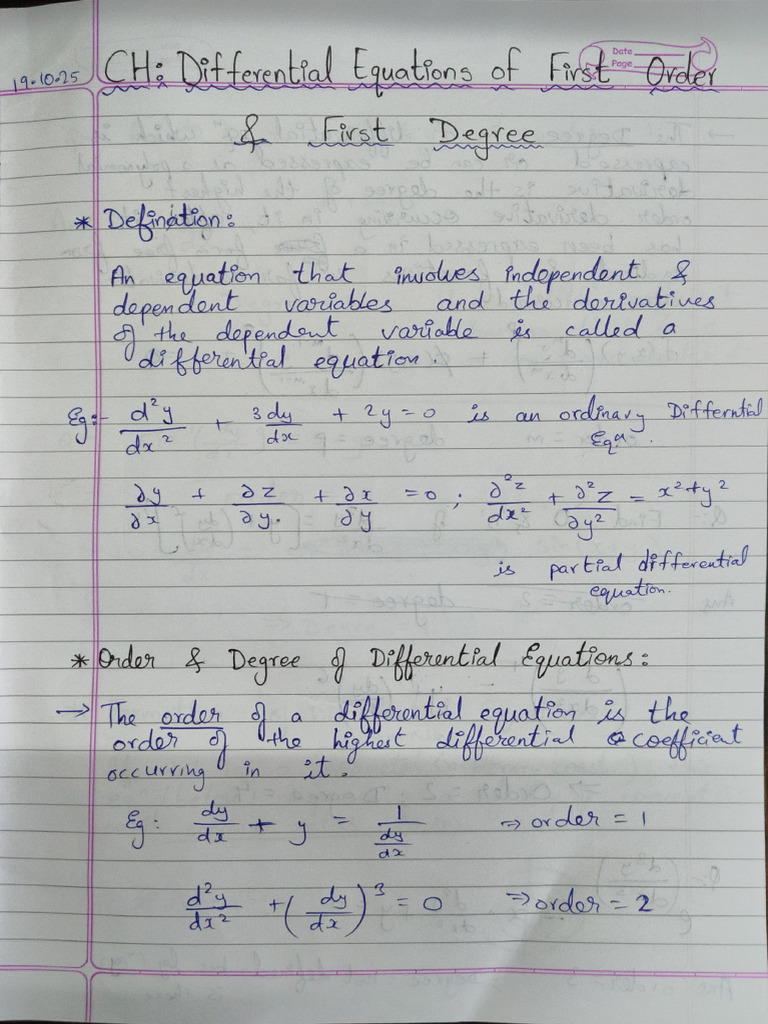 Differential Equations Notes | PDF