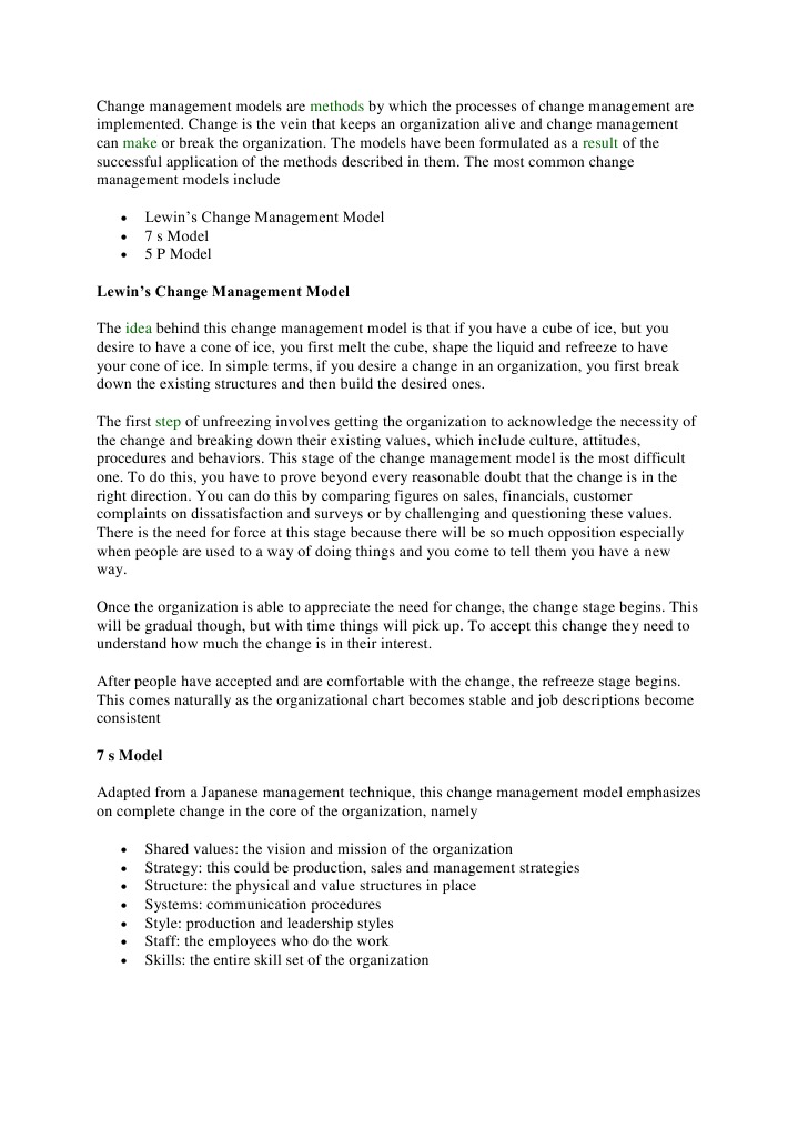 Key Change Management Models Explained | PDF | Career & Growth