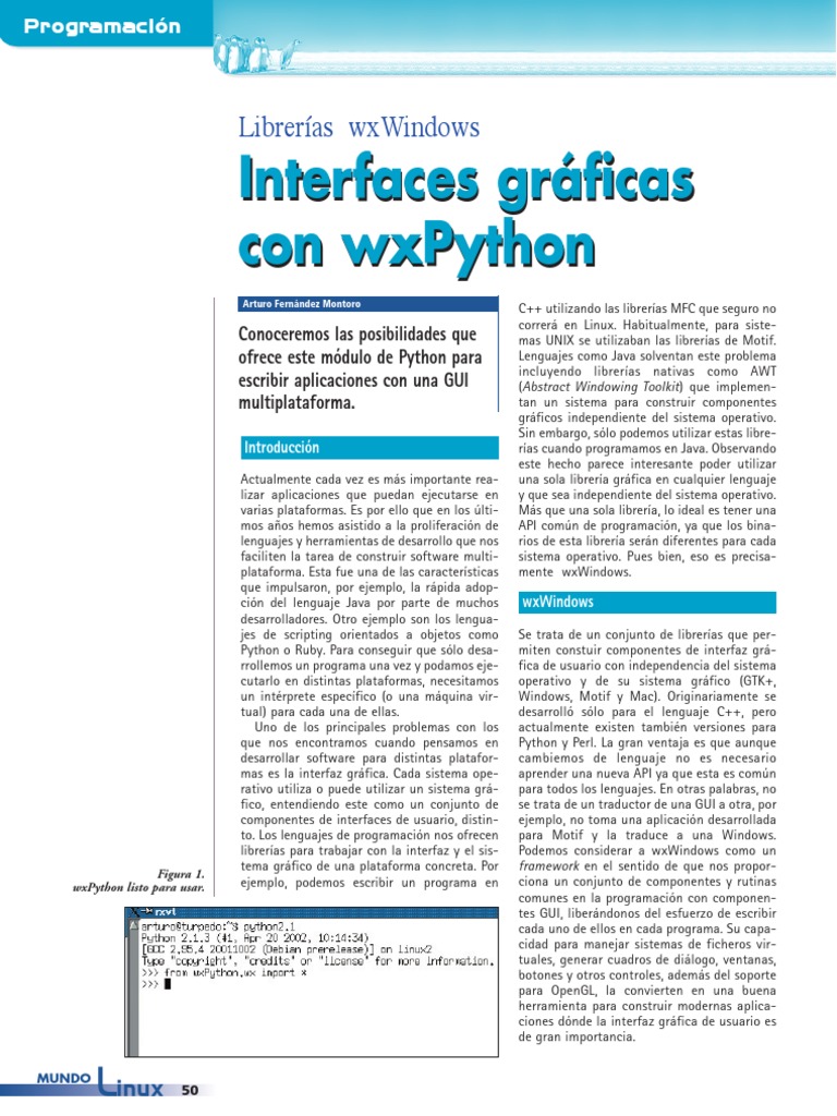 Interfaces Gráficas Con Wxpython | PDF | Plataforma cruzada | Python (lenguaje de programación)