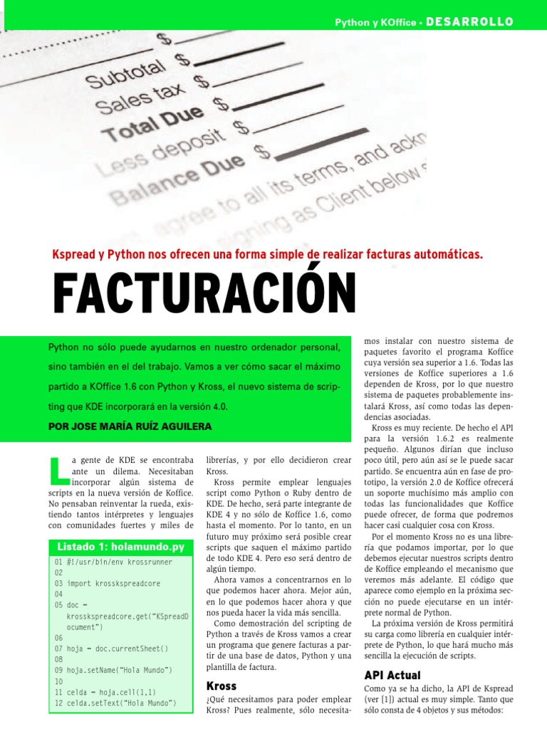 Kspread y Python Nos Ofrecen Una Forma Simple de Realizar Facturas ...