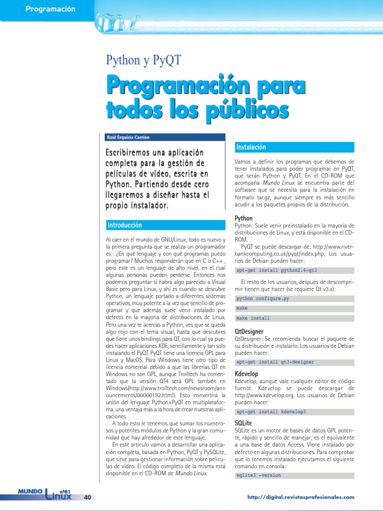 Python Y Pyqt Pdf Distribución De Linux Software