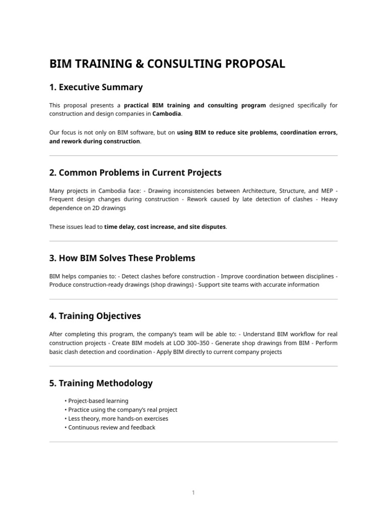 BIM Training Proposal for Construction | PDF | Building Information ...