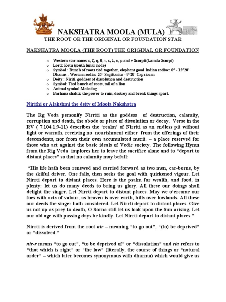 Nakshatra Moola (The Root) The Original or Foundation | PDF | Religion ...