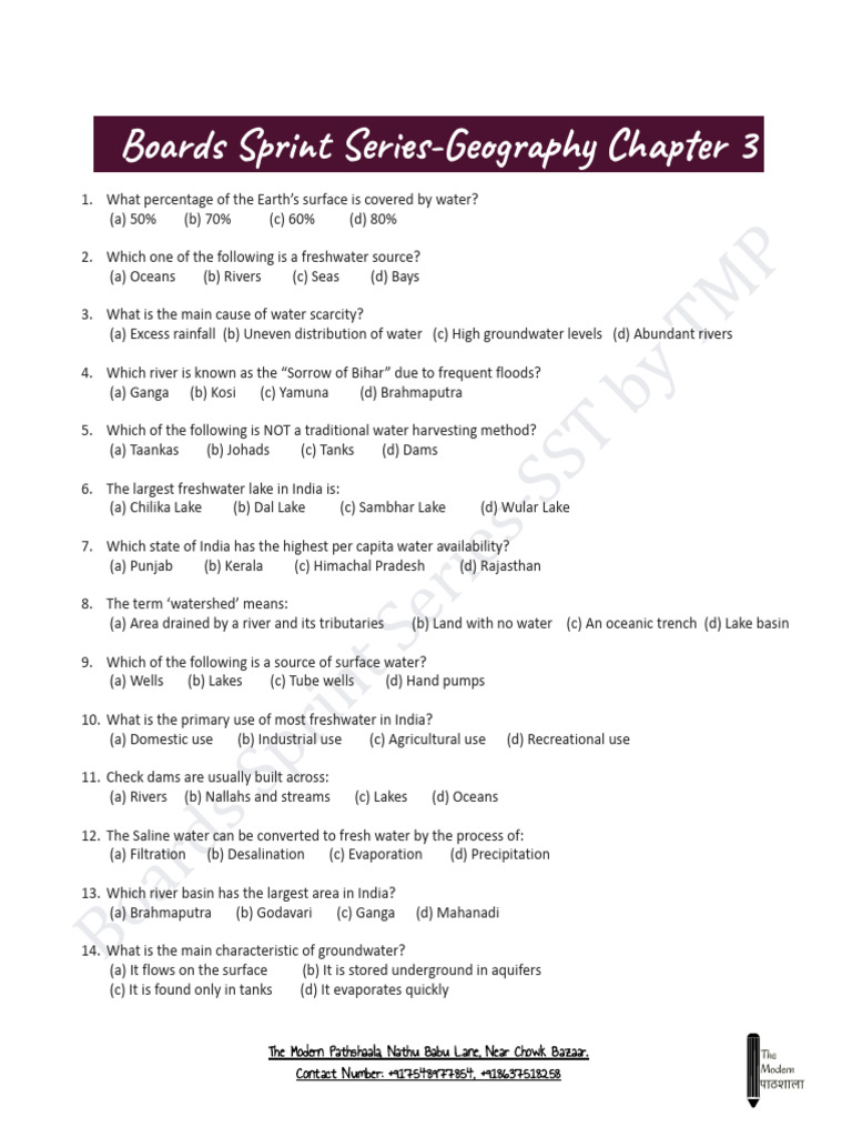 Geography Chapter 3 | PDF | Water | Groundwater