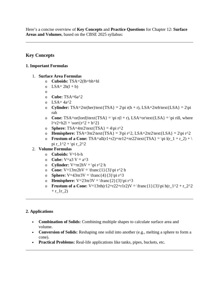 Ch 12 Surface Area and Volume | PDF | Sphere | Volume