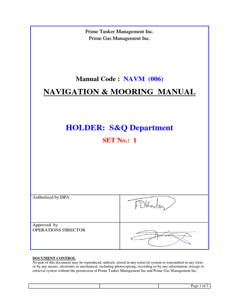 006 NAVM - Navigation and Mooring Manual | PDF | Navigation | Shipping