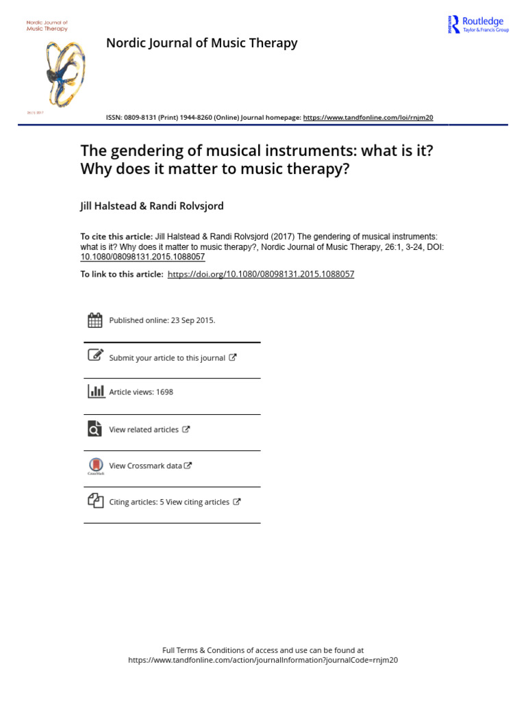 Gender and Instruments in Music Therapy | PDF | Gender | Gender Studies