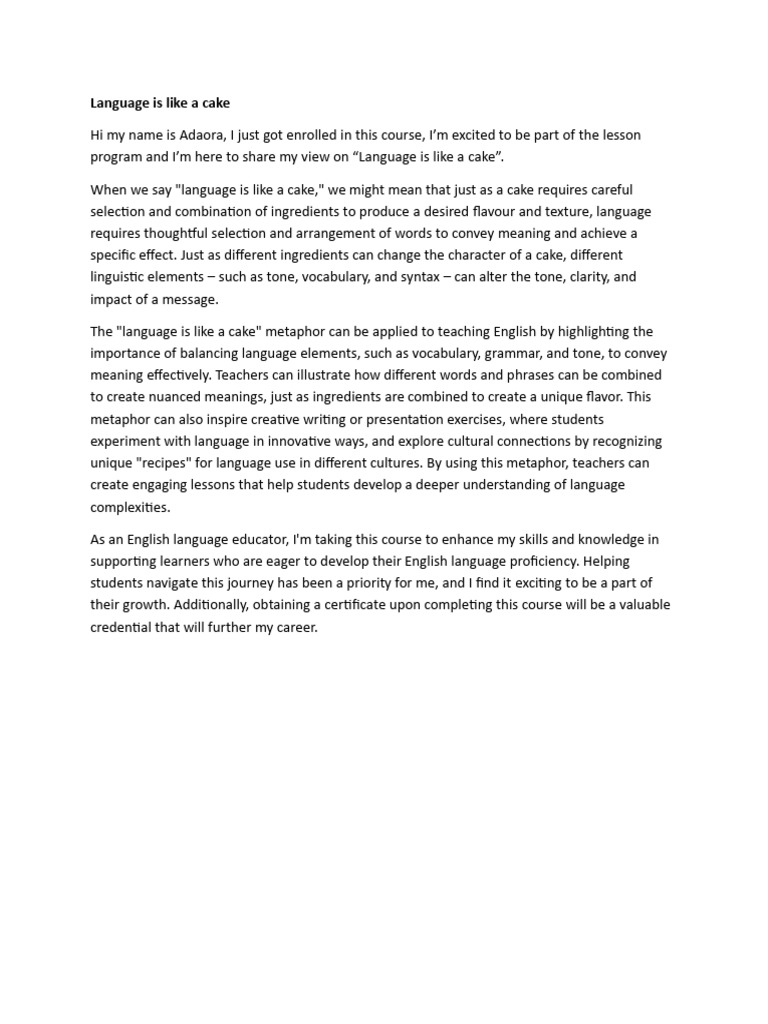 Language is Like a Cake | PDF