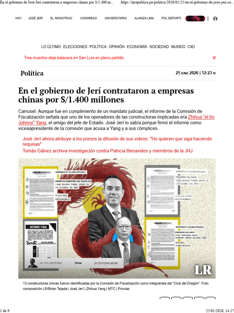 En el gobierno de Jerí contrataron a empresas chinas por S/1.400 ...