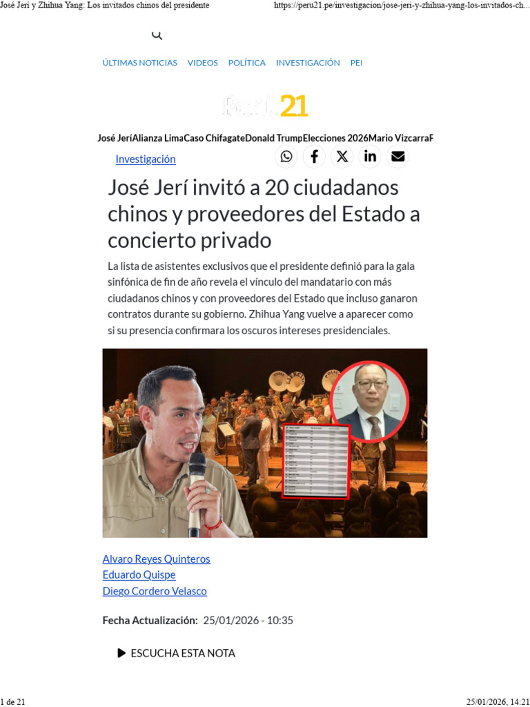 osé Jerí invitó a 20 ciudadanos chinos y proveedores del Estado a ...