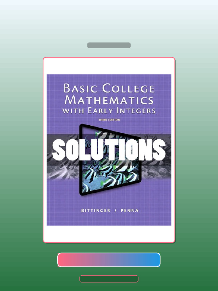 Basic College Mathematics With Early Integers 3 Ed Bittinger E-book ...