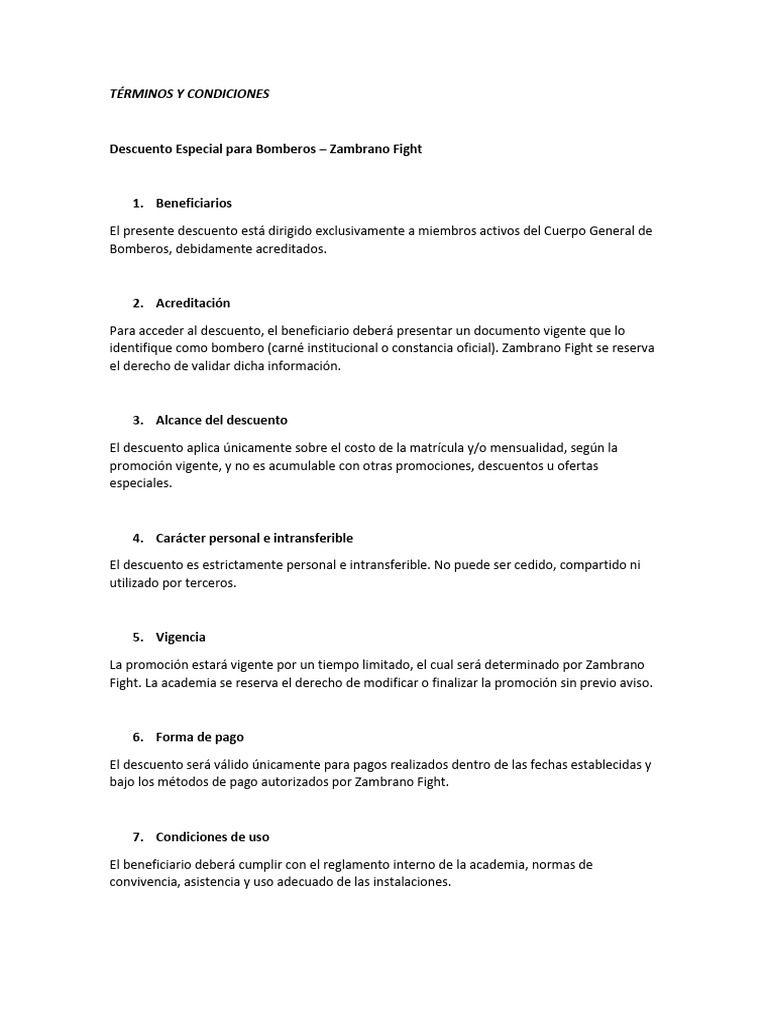 TÉRMINOS Y CONDICIONES | PDF