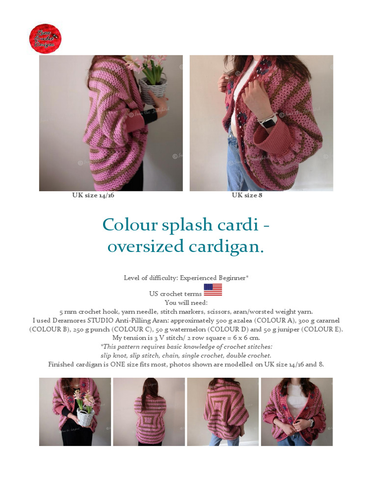 Crochet-pattern - Colour Splash Cardi - Luna the Ladybird - US | PDF ...