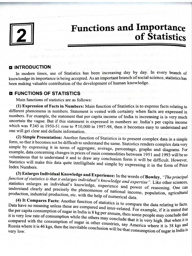 Chapter 2 Functions and Importance of Statistics. 1st Year Commerce Bms ...
