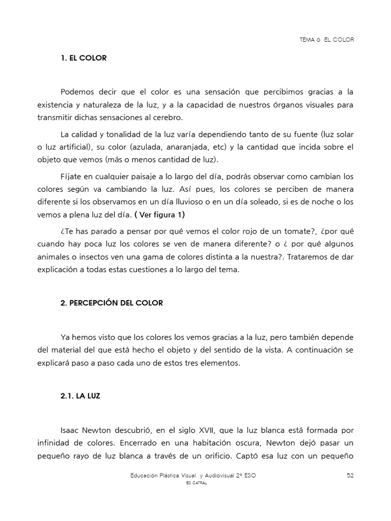 tema 6 (2 eso) | PDF | Color | Percepción visual