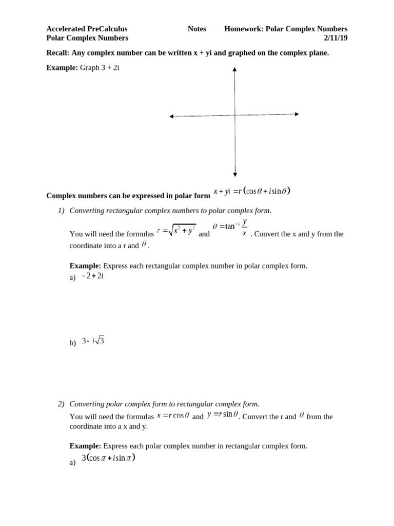 0213 Polar Complex Numbers Notes | PDF