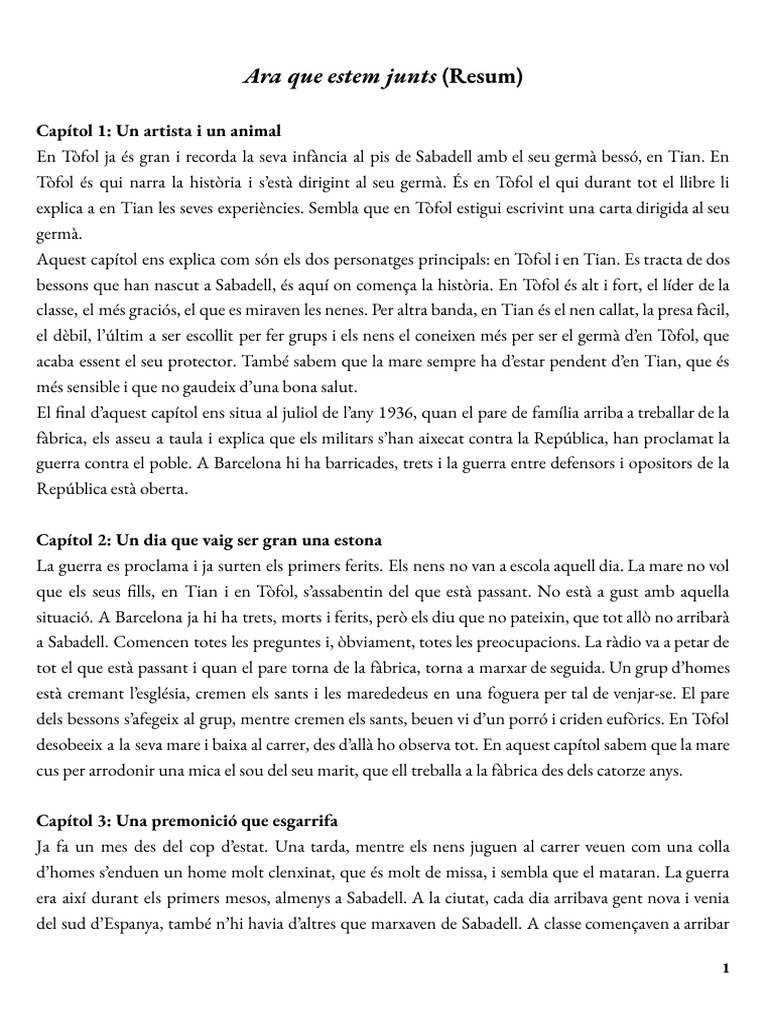 Ara Que Estem Junts de Roc Casagran (4t de Vidreres) | PDF