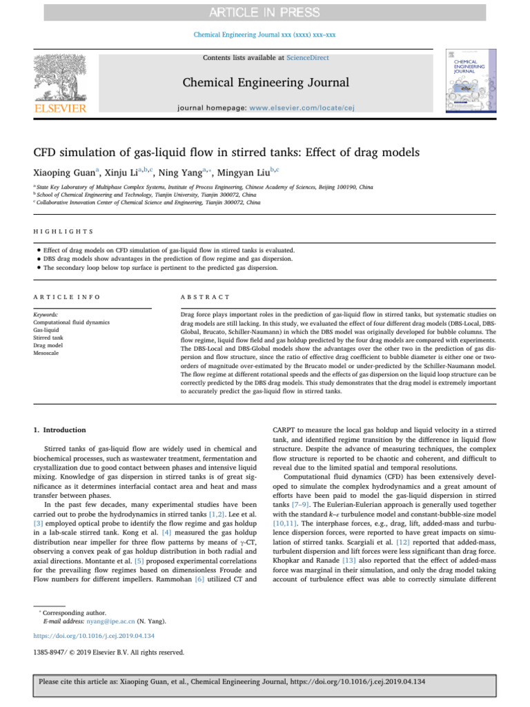 Guan_CFD Simulation of Gas-liquid Flow in Stirred Tanks Effect of Drag ...