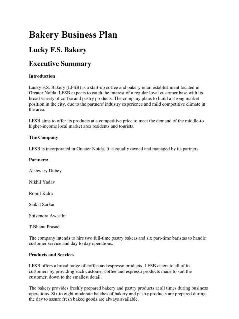 Bakery Business Plan | PDF | Financial Accounting | Economies