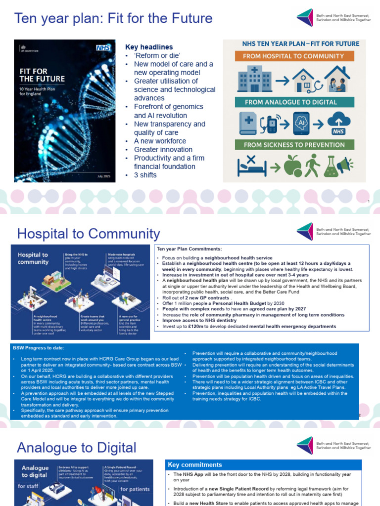 BSW ICB Board Slides 170725 10 Year Health Plan | PDF | National Health ...