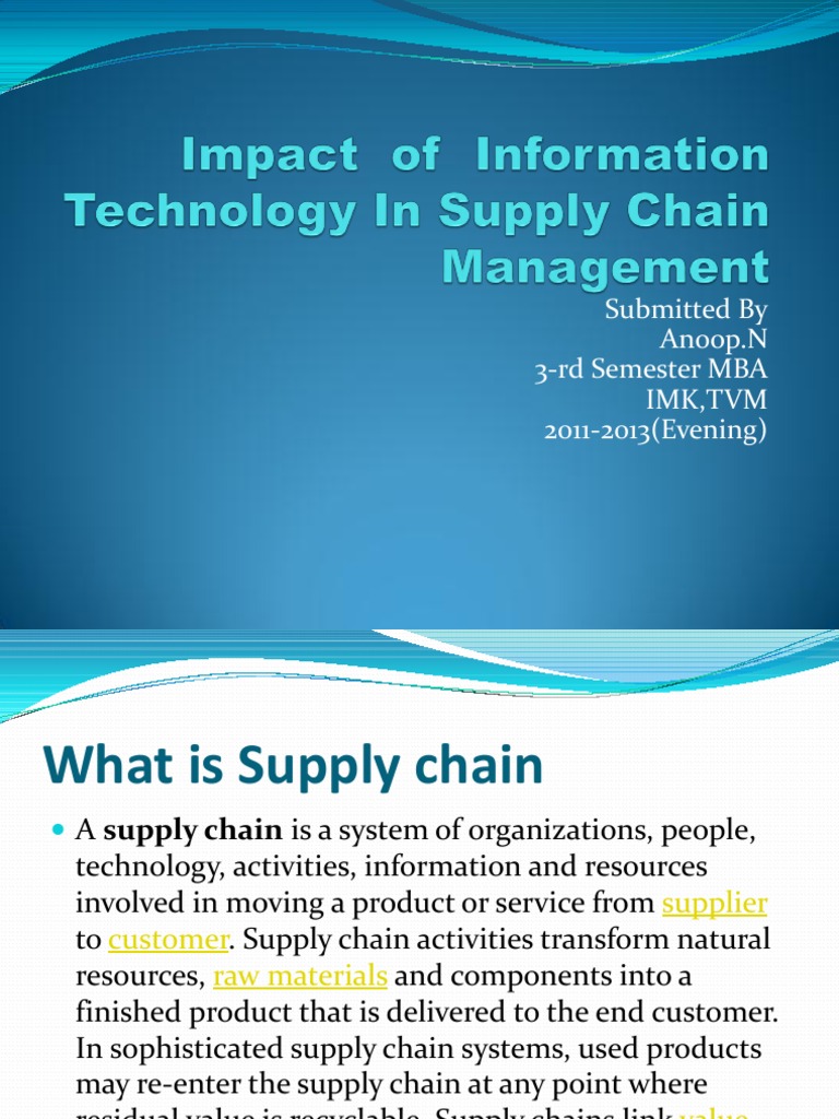 Impact of Information Technology on Supply Chain Management | Supply ...
