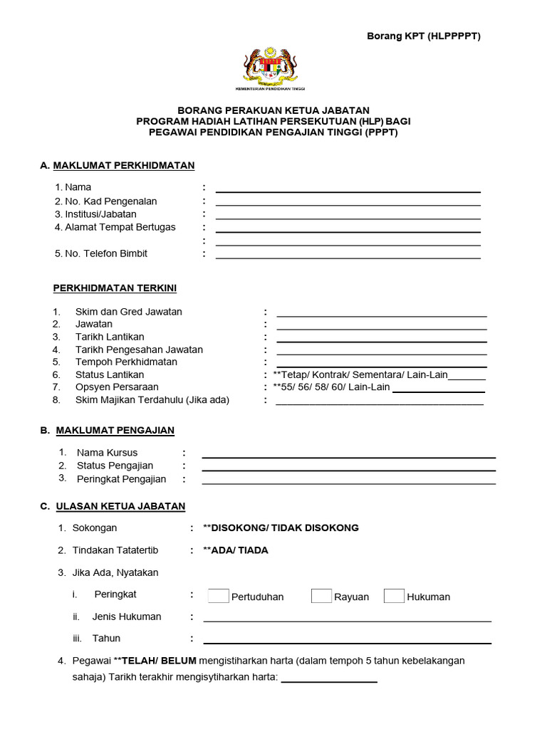 Borang Perakuan Ketua Jabatan | PDF