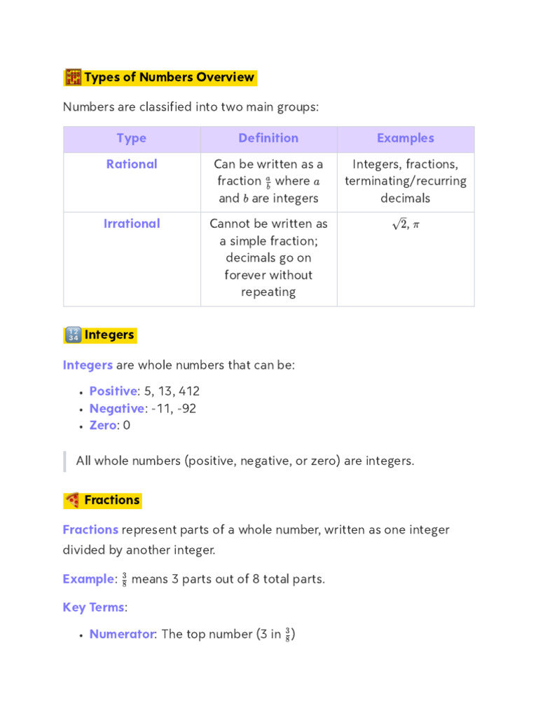 GCSE Maths - Types of Numbers | PDF | Numbers | Decimal