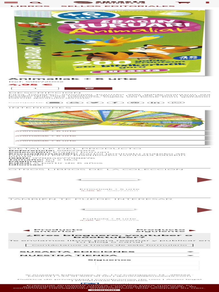 Animaliak + 6 Urte Editorial Susaeta - Venta de Libros Infantiles ...