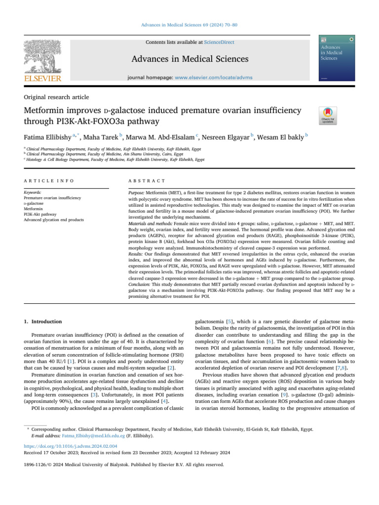 Fatima MD Paper | PDF | Protein Kinase B | Ovary