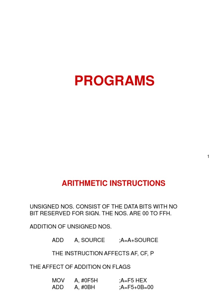 Unsigned Arithmetic Operations in Assembly | PDF | Subtraction | Binary Coded Decimal