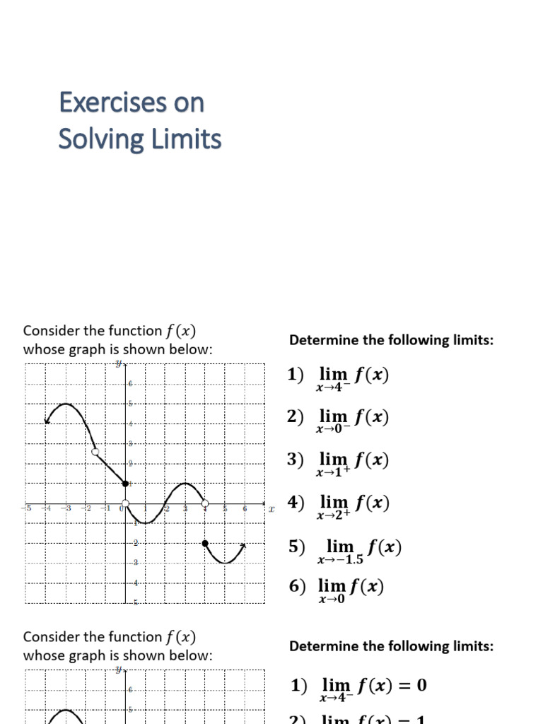Exercises on limits | PDF | Function (Mathematics) | Mathematics