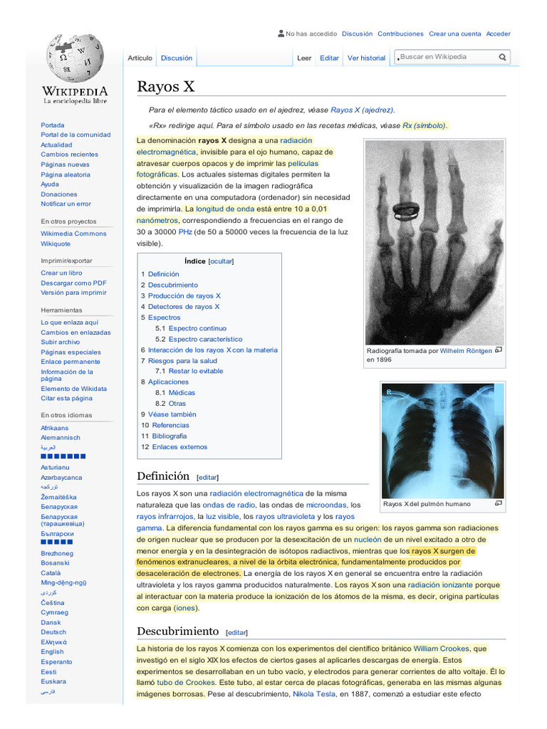 Rayos X: Definición y Aplicaciones | PDF | Rayo X | Electrón