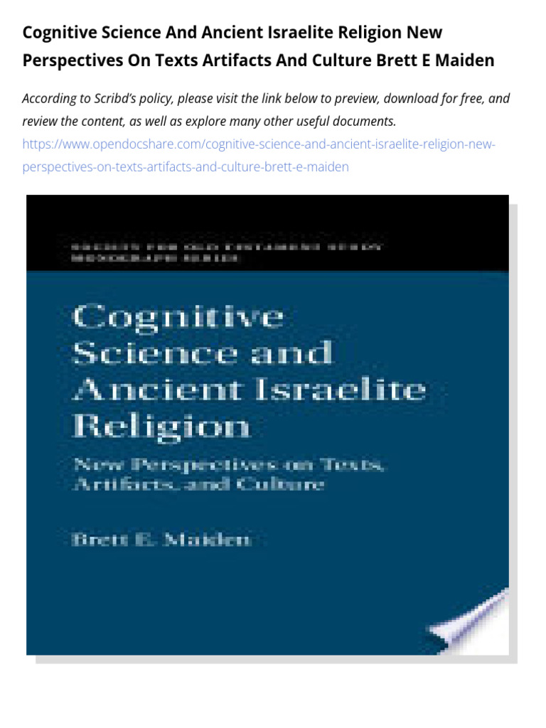 Cognitive Science And Ancient Israelite Religion New Perspectives On ...