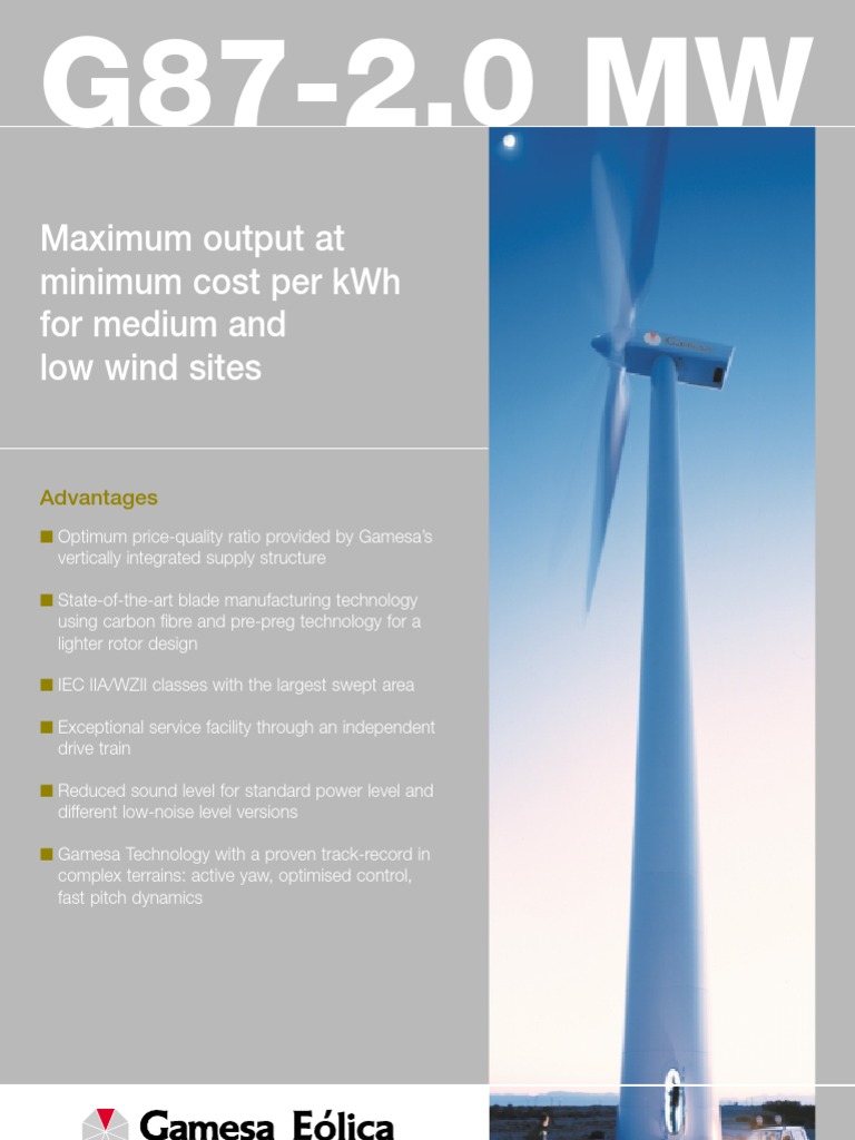G87-2.0 MW Wind Turbine Overview | PDF | Technology & Engineering ...