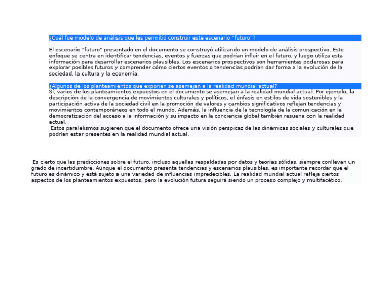 Cuál Fue Modelo de Análisis Que Les Permitió Construir Este Escenario | PDF
