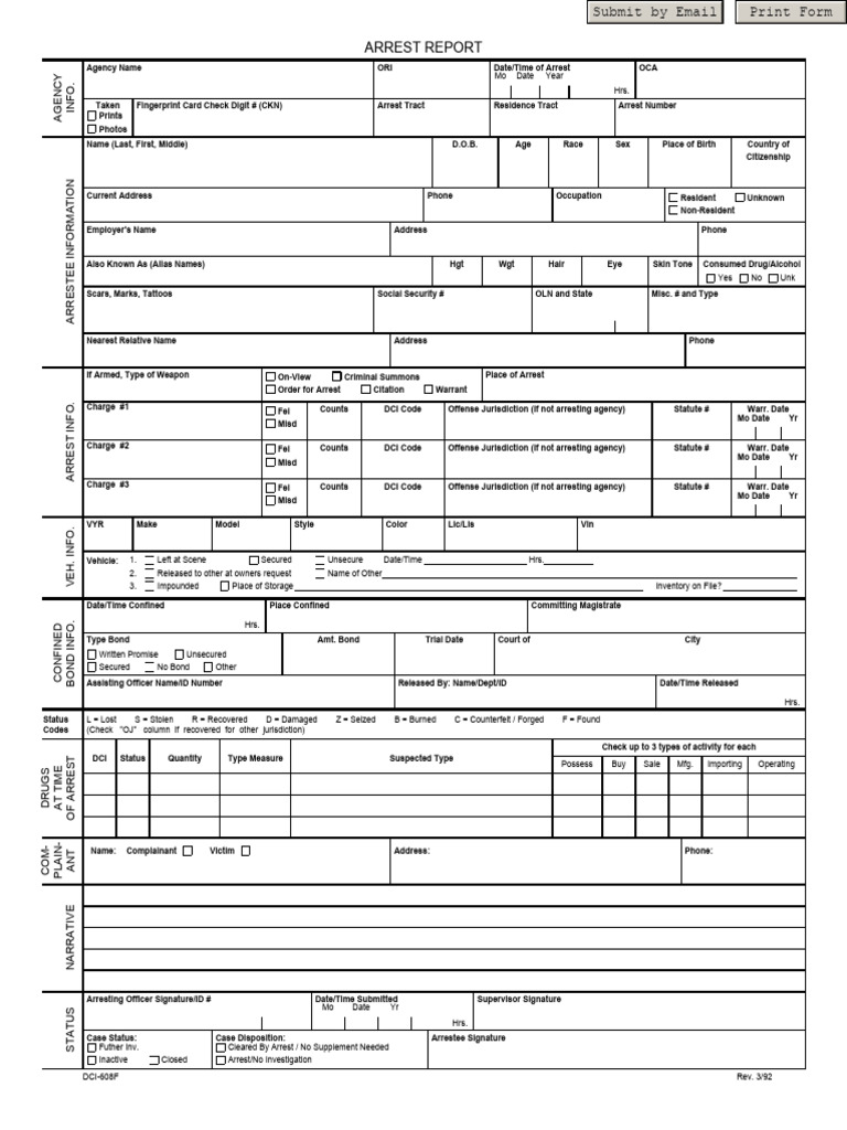 Comprehensive Arrest Report Template | PDF | Arrest | Criminal Law