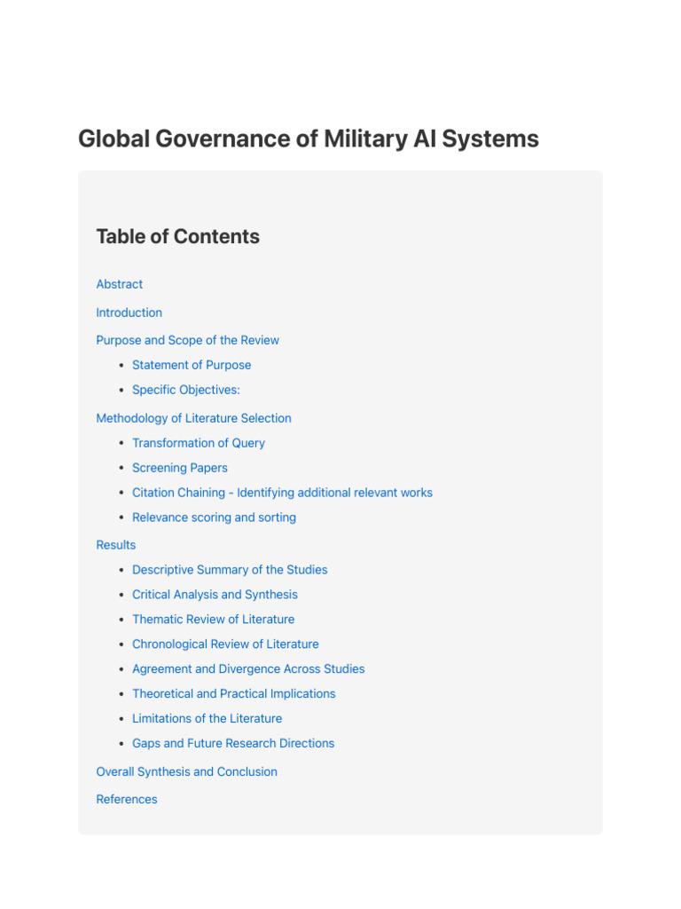 Global Governance of Military AI Systems | PDF | Artificial ...